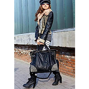 Cayla Women Tote Handbag shinestone Ladies Purse Crossbody Shoulder Bag top handle Hobo Satchel bag, Black, Large