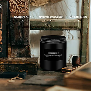 Homsolver Scented Candles, Black Cedar & Sandwood Candles for Men, Candles for Home Scented, Aromatherapy Soy Candles, 50 Hour Burn, Ideal Gifts for Men