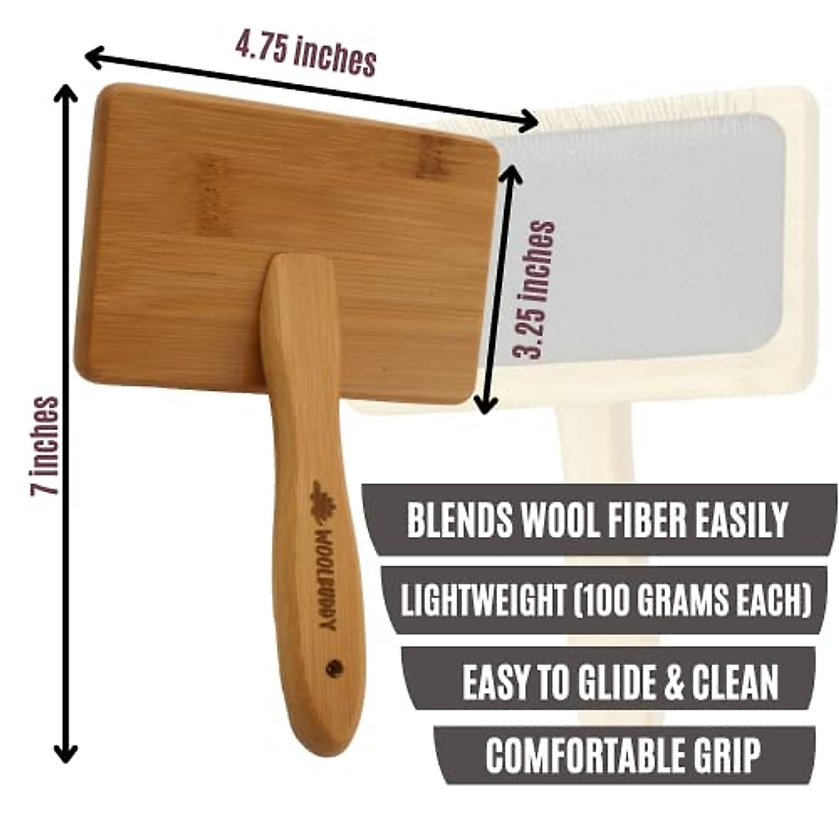 Woolbuddy Wool Carders Large, Hand Carders for Wool, 2 pcs Needle Felting Tools, Slicker Brush for Dogs, Spinning and Weaving, Carding Brushes for Needle Felting Wool