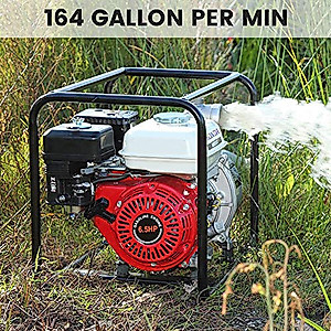 ECO LLC Gas-Powered Water Transfer Pump 2 Inch 160CC 158GPM Heavy Duty Semi-Trash Clean Water Pump Gasoline Engine for Pool Water Remove, lawn garden Irrigate