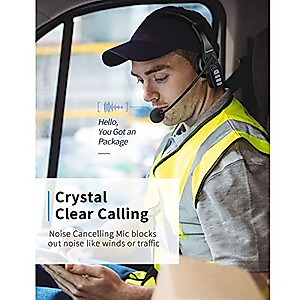 Conambo Trucker Bluetooth Headset 5.0 with Microphone Noise Cancelling Wireless Phone Headset 22Hrs Talktime Mute Button Bluetooth Headphones for Cell Phones Business Home Office Trucker