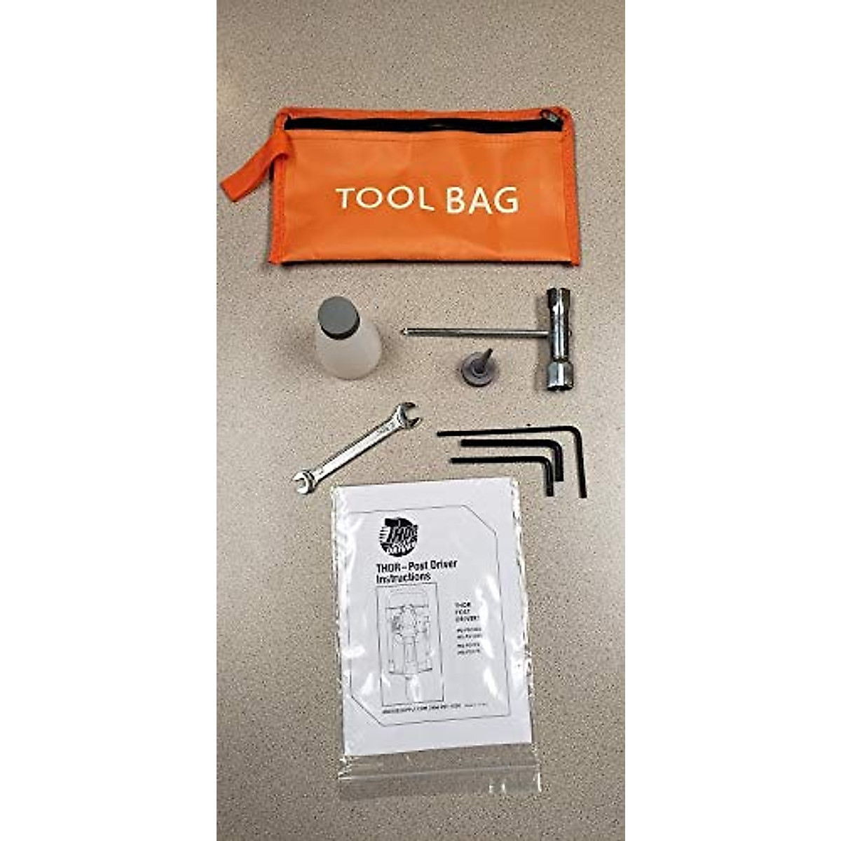 Thor PD1004 Tent Stake Post Driver with GX-35 4 Cycle Engine - Easy Driving Outdoor Stakes and Posts - Setup Commercial Tents - Includes Tool Bag and Rolling Storage Case - 29 x 11.5 x 13 Inches