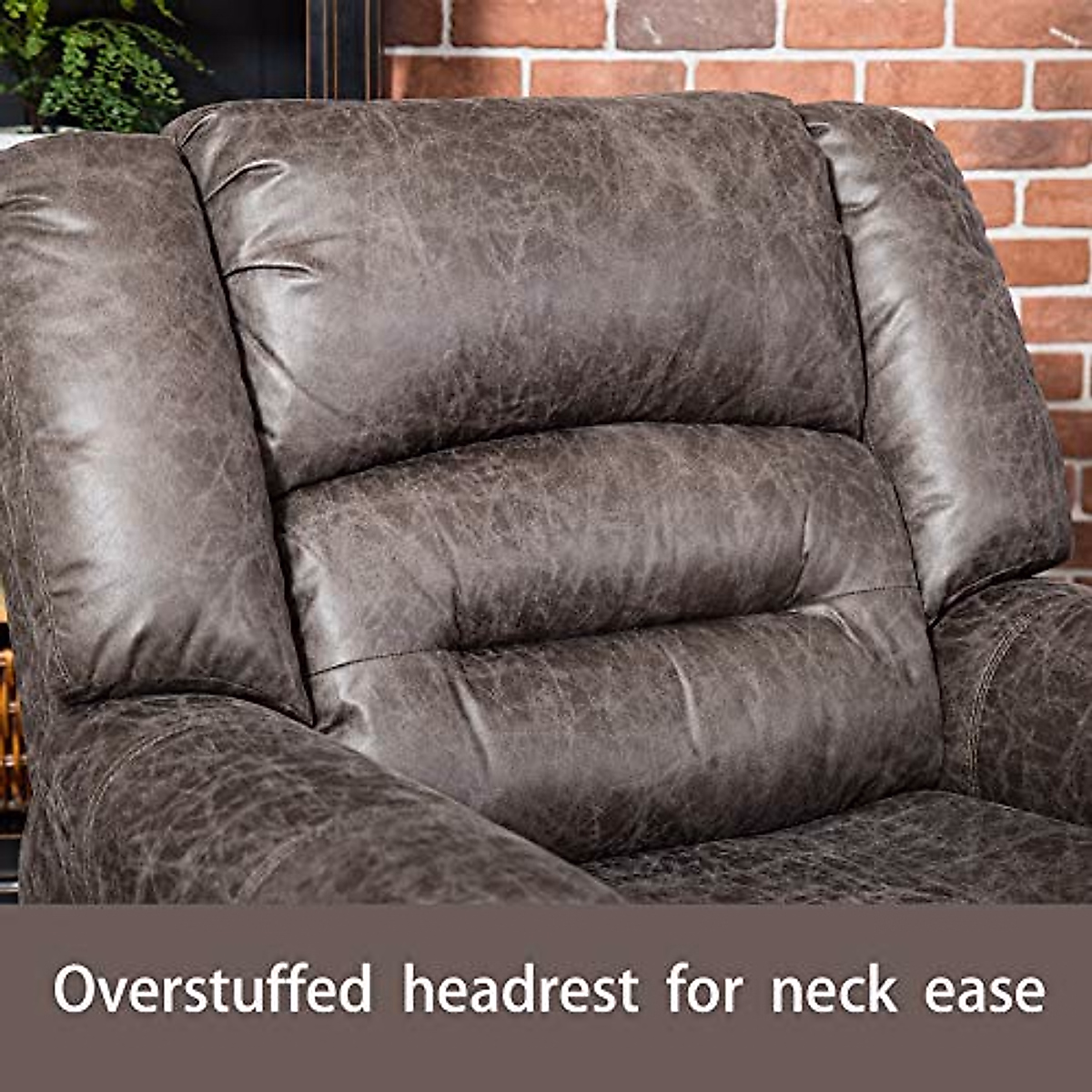 ANJ Electric Recliner Chair W/Breathable Bonded Leather, Classic Single Sofa Home Theater Recliner Seating W/USB Port (Smoky Gray)