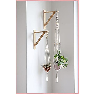 PRIADE Wall Mounted Wood Bracket for Hanging Sconce Pendant Lamp Kits, Planters, Lanterns, Wind Chimes, 12 Inch Floating Shelves Bracket, Set of 2 (Burlywood)