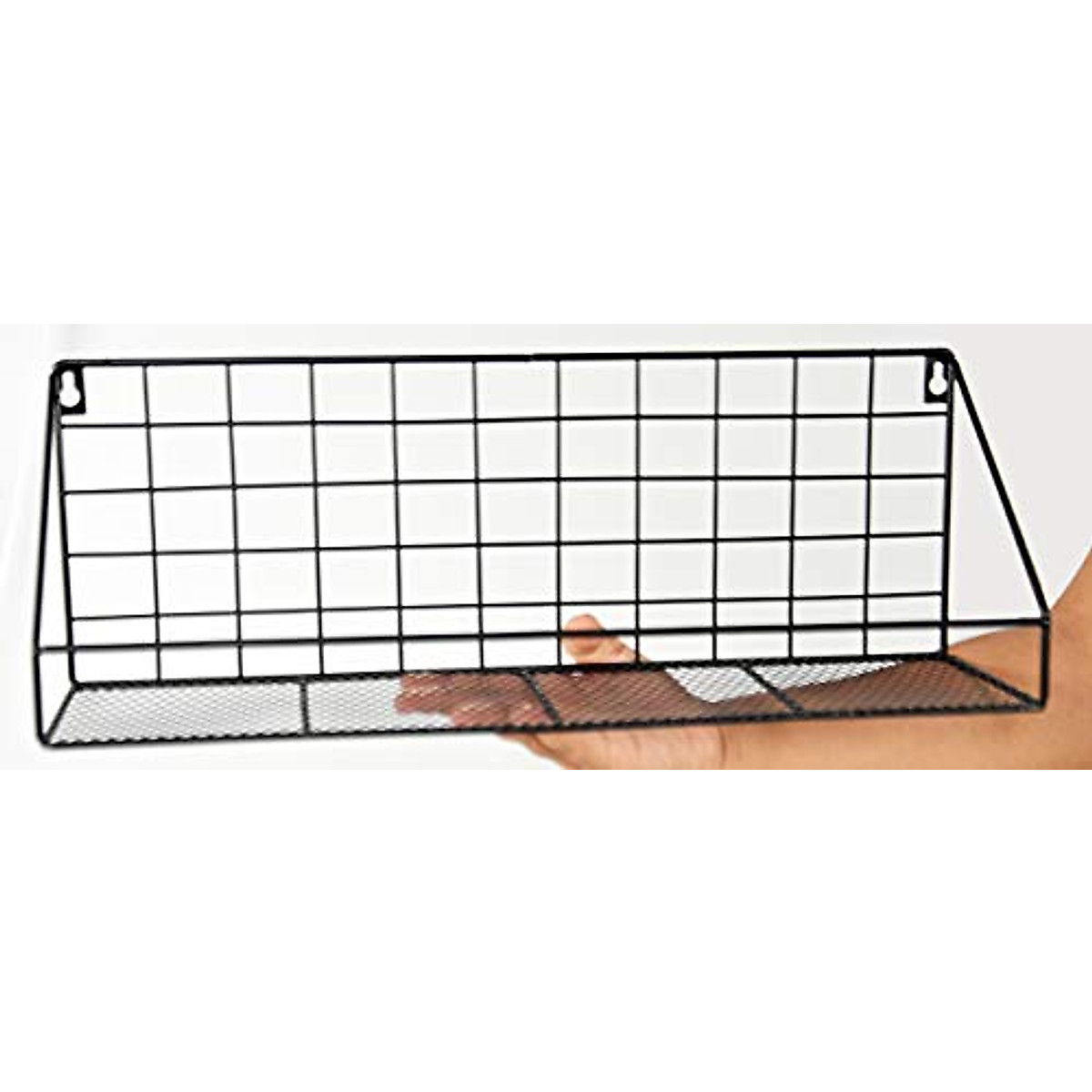 Home-X Rustic Metal Wall Floating Shelf, Large Floating Shelves for Wall, Hanging Shelf for Bedroom, Bathroom, Kitchen-17" x 5" x 6"