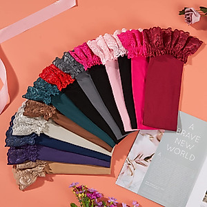 Neoviancia Plus Size Thigh High Stockings Women Sheer Lace Top Stay Up Pantyhose 55D Lingerie Thigh Highs Valentine's Day Stockings