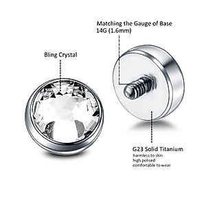Xpircn 14G Titanium Dermal Anchor Tops Clear CZ Micro Dermal Piercing Jewelry 3mm Round Top 8PCS