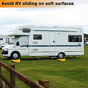 SAHARIE RV Leveling Blocks,Camper Leveler System,2 Pack Curved RV Levelers with Camper Wheel Chocks for Travel Trailer, RV, Camper, Tandem Wheel