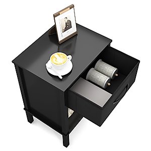 YAUKOMEL Nightstand Set of 2, Bed Side Table, End Table, Nightstand for Living Room,Bed Room,Small Space, Black