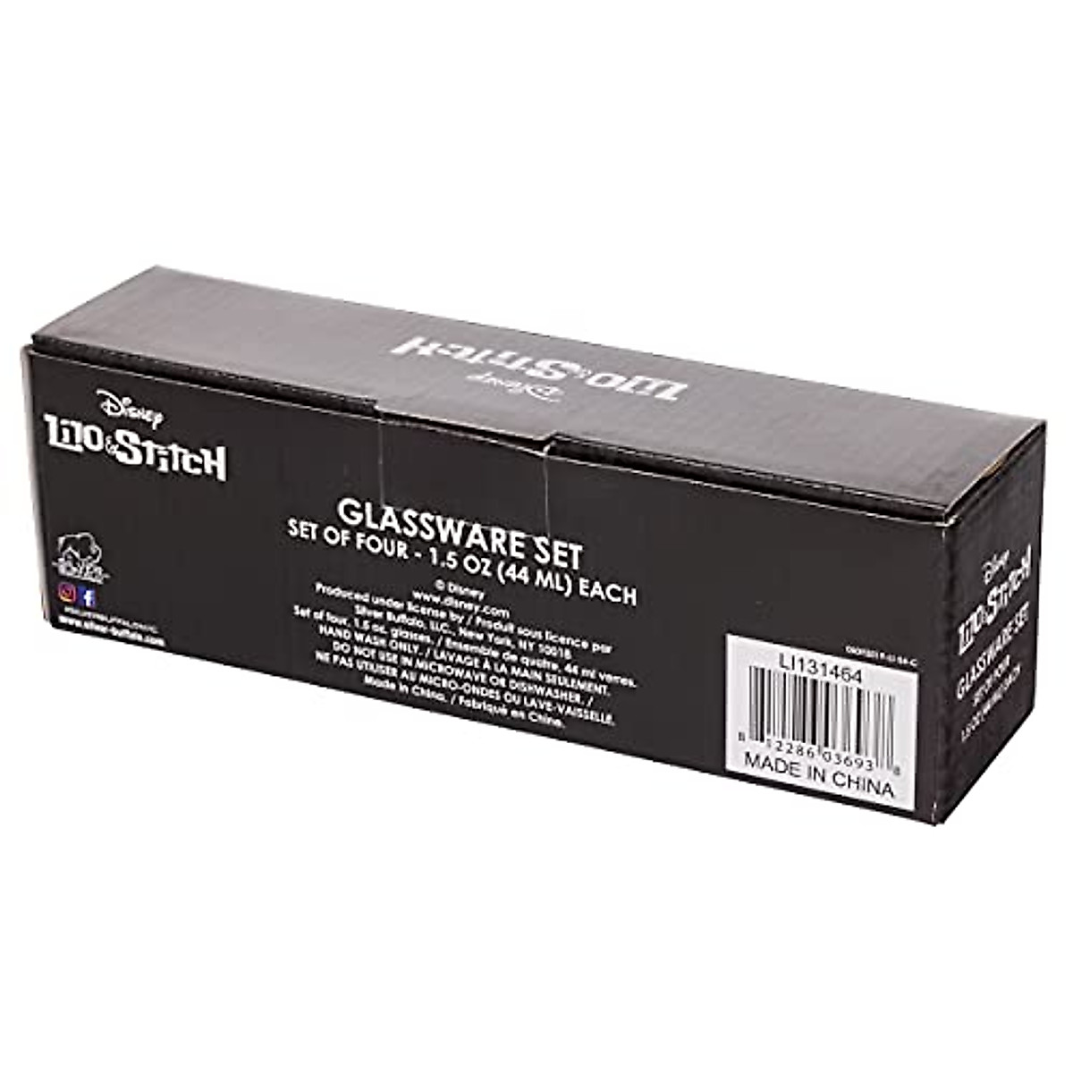 Silver Buffalo Lilo and Stitch Pastel 4pc Mini Glass Set, 1.5-Ounces