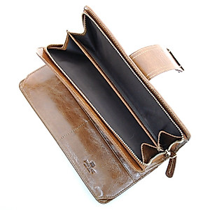 Anais Gvani By Dasein Women Genuine Italian Leather Checkbook Wallet Purse Card Case (881E Coffee)