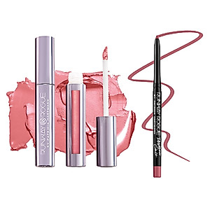 Runway Rogue ‘Call Sheet’ Light-Pink Silk Glam Long Wear Liquid Lipstick Bundle with ‘Camera Ready’ Matte Rose-Pink Designer Liner Lip Liner