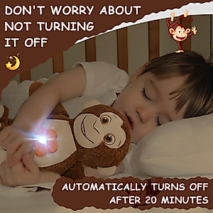 DIILSWX Monkey Stuffed Animals with Dynamic Star Projection Lamp: Rechargeable Night Light for Kids Bedroom, Soft & Huggable Plush Toy, Cute Bedtime Buddy for Toddler, Boys, Girls (Galaxy) - 10.5''