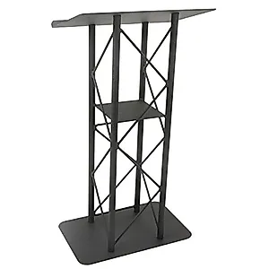 Displays2go 25" Black Truss Podium for Floor with Interior Shelf, Aluminum & Steel (LCT4PSTPBK)