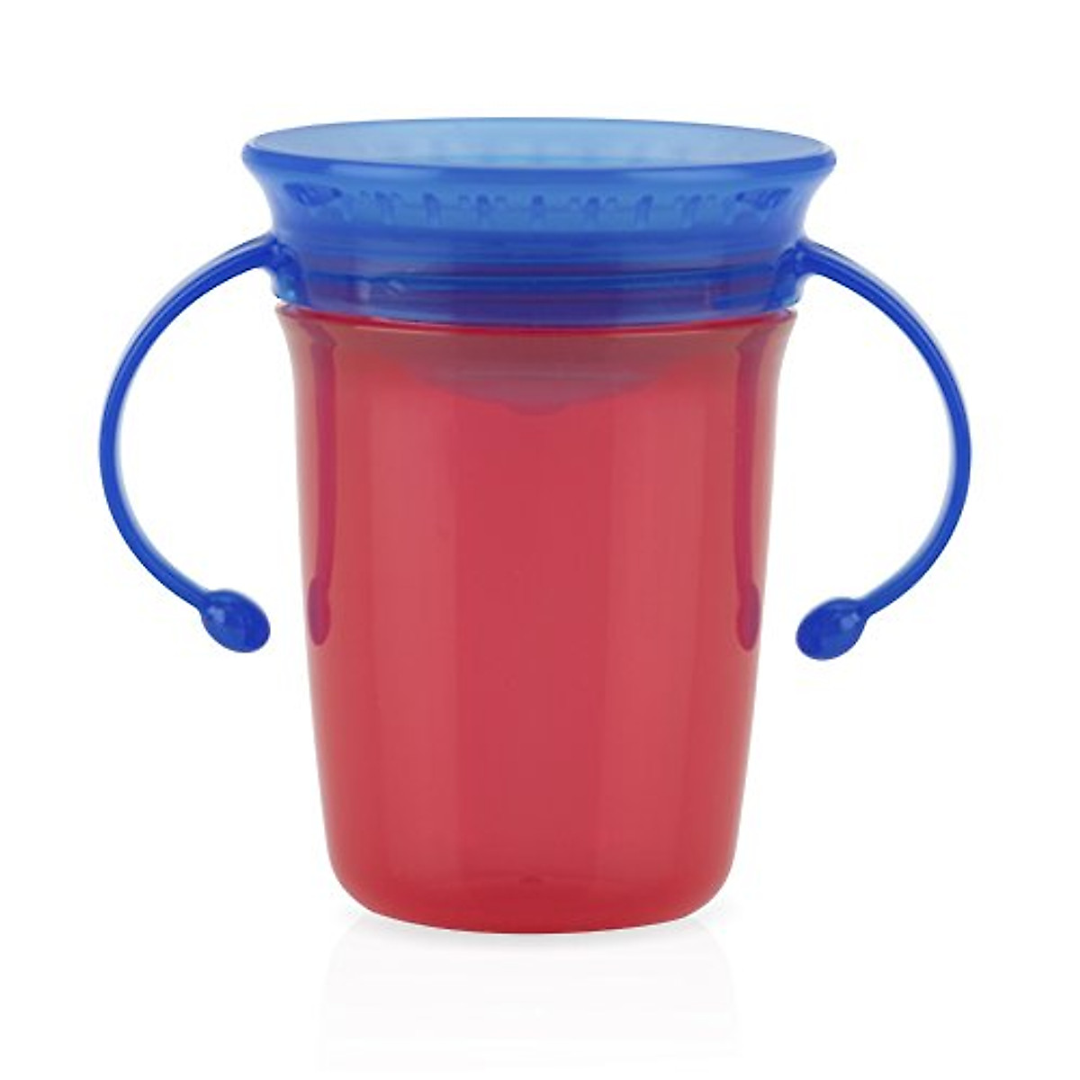 Nuby Plastic 1pk No Spill 2-Handle 360 Degree Wonder Cup - Colors May Vary, Red/Green/Pink/Aqua/Purple/Orange