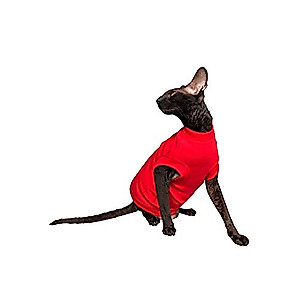 Kotomoda Sphynx Cat's Turtleneck Maxi InRed Naked Cat Hairless Cat Clothes (M)