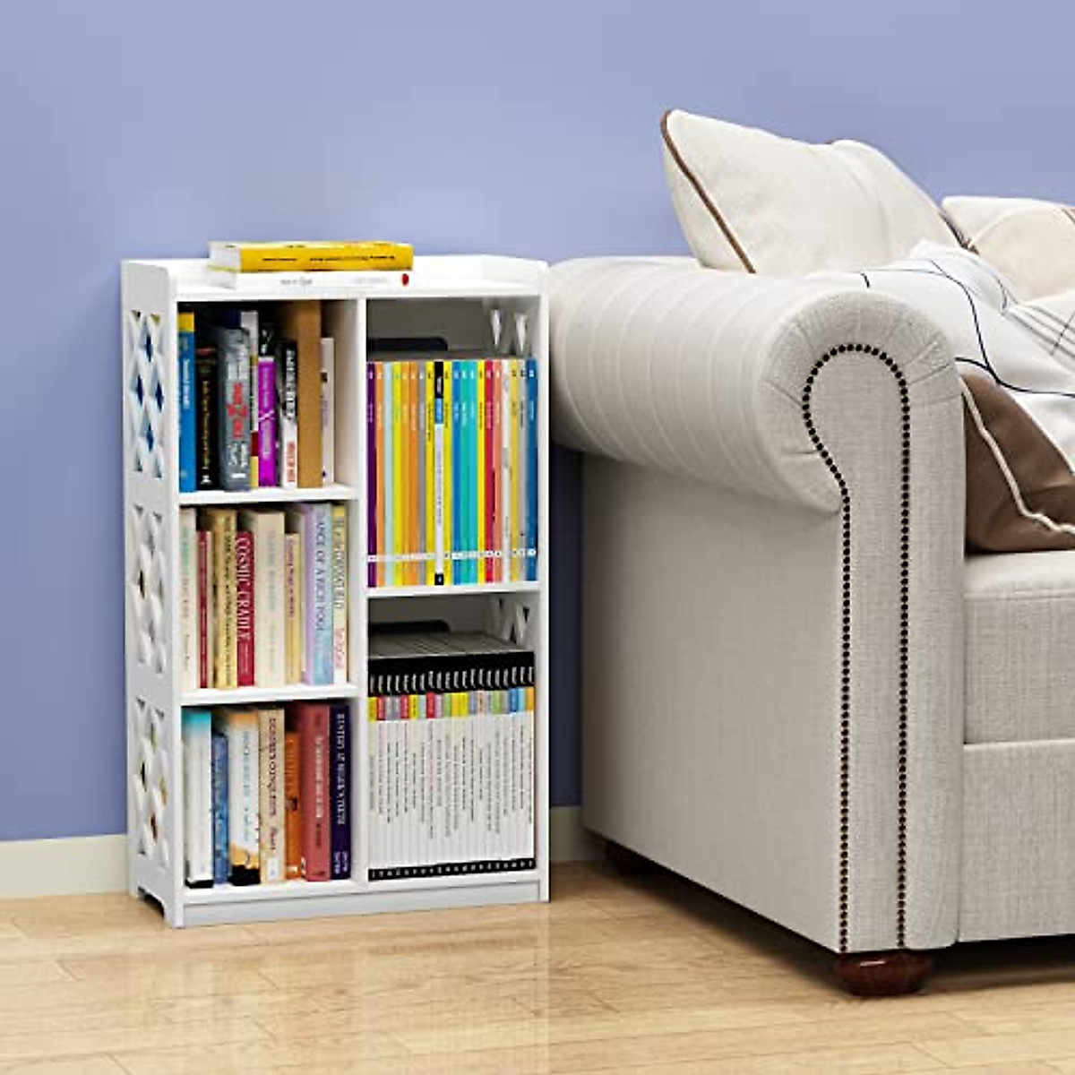 Rerii Bookcase, Small Bookshelf, Kids Book Case Open Shelf with 5 Cube Storage Organizer for Bedroom Living Room Office, White