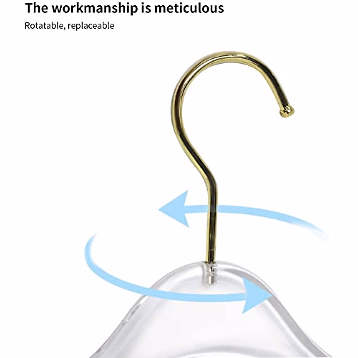 Nisorpa Acrylic Hangers with Clips, 10 Pack Clear Plastic Hangers Non-Slip with Golden Chrome Steel Hook, Clothes Hangers Space Saving Hanger for Dresses Suit Jacket Sweater Blouse