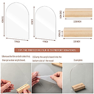 Yalikop 12 Pack Acrylic Sign Holder with Wood Base Acrylic DIY Signs Acrylic Table Numbers Modern Signs Plaque Acrylic Vertical Table Decor for Wedding,Restaurant, Store, Office, Hotel(4 x 6 Inch)