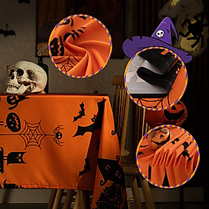 MikiUp Rectangle Halloween Tablecloth - Haunted House Decorative Holiday Table Cloth, Waterproof and Washable Fabric Table Cover for Party Kitchen Dining Room Indoor, 60 x 84 Inch