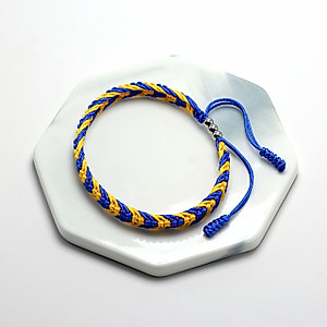 LAMIBEE Ukraine Flag Color Bracelet, Ukrainian Country Proud, Protection Bracelet Tibetan Wrist Wrap Bracelet, Amulet and Boho Style Rope for Women, Men, String Thread Bracelets (Ukraine)