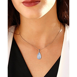 COAI 925 Sterling Silver Teardrop Birthstone Moonstone Crystal Necklace