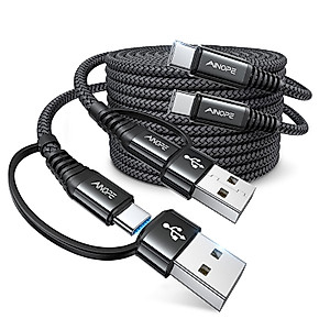 AINOPE USB C Cable 6.6FT[2-Pack, 60W] Nylon Braided Type C Charging Cable Fast Charge, Type C to Type C Cable Compatible with iPad Pro/Air/Mini 6 MacBook Air Galaxy Note
