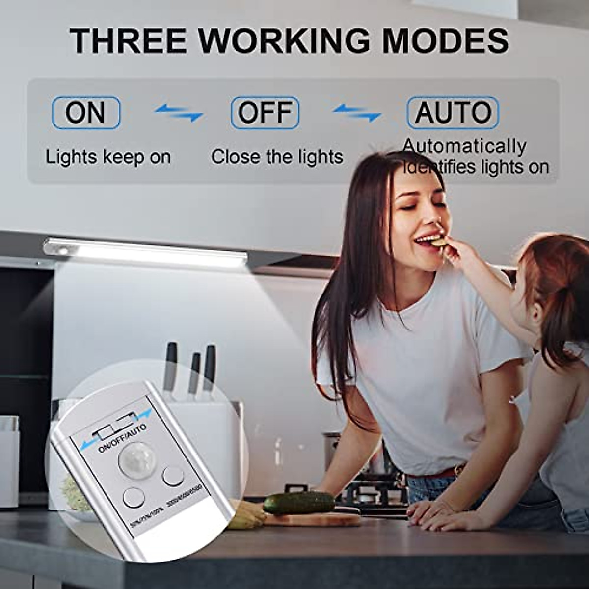 Under Cabinet Lights Motion Sensor: 90-LED Closet Lights Under Counter Lights for Kitchen 2500mAh 3 Color Dimmable USB Rechargeable Wireless Magnetic Lights for bedroom Hallway Stairway 11.8 inch 2Pcs