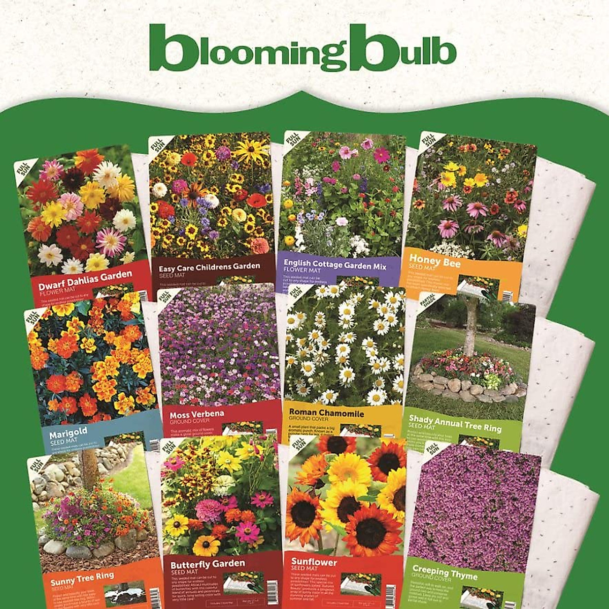 BloomingBulb Seed Mat - Easy to Plant and Grow Garden Seeds - Creates Fragrant, Vibrant Flower Garden – Customizable Flower Beds- Creeping Thyme Ground Cover