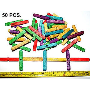 Wooden Wood Colored Blocks 50 Pins Grooved Parts for Bird parrot toys Lorie Amazon