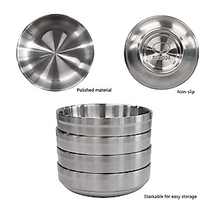 N A Dishes, Small Stainless Steel Pinch Bowl, Sushi Dipping Saucers, Sauce Dishes, Side Dish Bowls, Appetizer Plates, Set of 4 (Silver) (9cm 4Pcs)