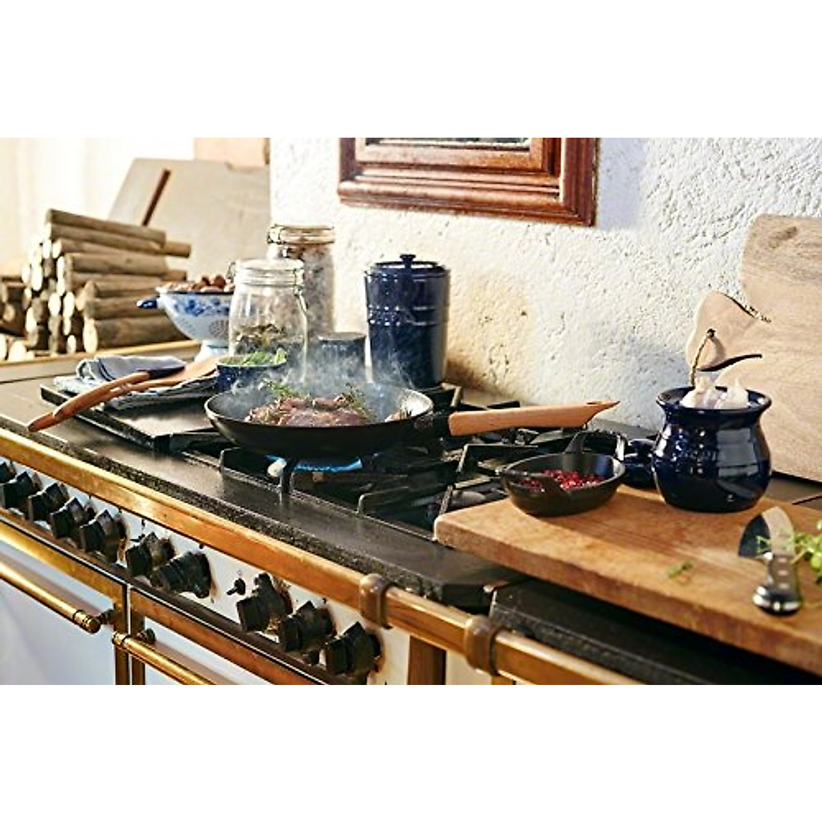 STAUB Frying Pan with Wooden Handle Diameter 20 cm,Black