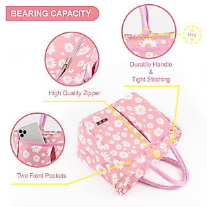 KEXGX Lunch Bag for Women, Insulated Lunch Bag Lunch Box for adults Lunch Box for Women Reusable Thermal Cooler Lunch Box for Work School Picnic Outdoor (Pink)