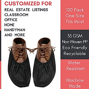 RE GOODS Shoe Covers - X Large Elastic Fit, Extra Thick, 100 Pack, Black Disposable Boot and Shoe Booties, Non Slip, Indoor Outdoor Use