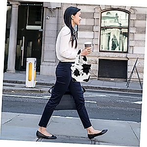 VALICLUD 1pc White Women's Leisure Fashion- Winter Bag Handbag Black Fluffy Warm Cow Tote Hobo One-shoulder Gifts Shopping Women New Print Daily Bucket Faux Comfortable Armpit Handbags