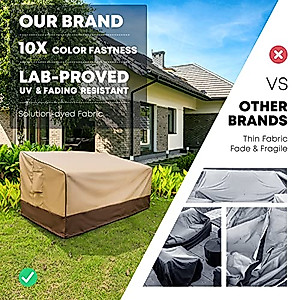 PaitoGem Heavy Duty Outdoor Couch Cover 100% Waterproof 600D Oxford, Outdoor Furniture Cover Waterproof, 2-Seater UV-resistant Patio Sofa Covers, Lawn Patio Furniture Cover with Air Vents, Deep Small