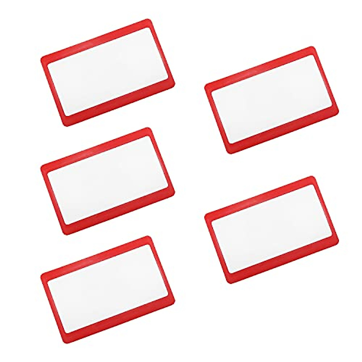 Othmro 5Pcs 3X PVC Page Magnifier 72×41mm/2.83"×1.61" Red Square Magnifying Glass Low Vision Aids Tool for Reading Small Prints
