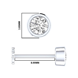 Demira Jewels 14K White Gold Diamond Nose Ring - 2.4mm to 3.4mm Sizes, 16G Gauge, HI Color, I1-I2 Clarity, Kimberley Process Certified.