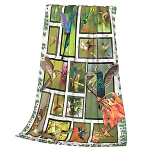 Hummingbird Blanket Bird Throw Blanket Soft Fleece Flannel Bedding Hummingbirds Gifts for Men Boys Women Girls Lovers Adults Stuff Plush for Couch Sofa Bed Room Decorl 40"X50"
