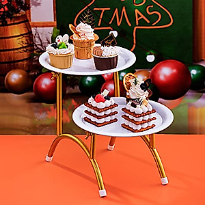 WeiteShow 2 Tier White Gold 10 Inch Round Cake Stand, Removable Dessert and Cupcake Stand for Holiday,Wedding,Birthday,Party,Baby Shower,Anniversary,Ceremony,Christmas