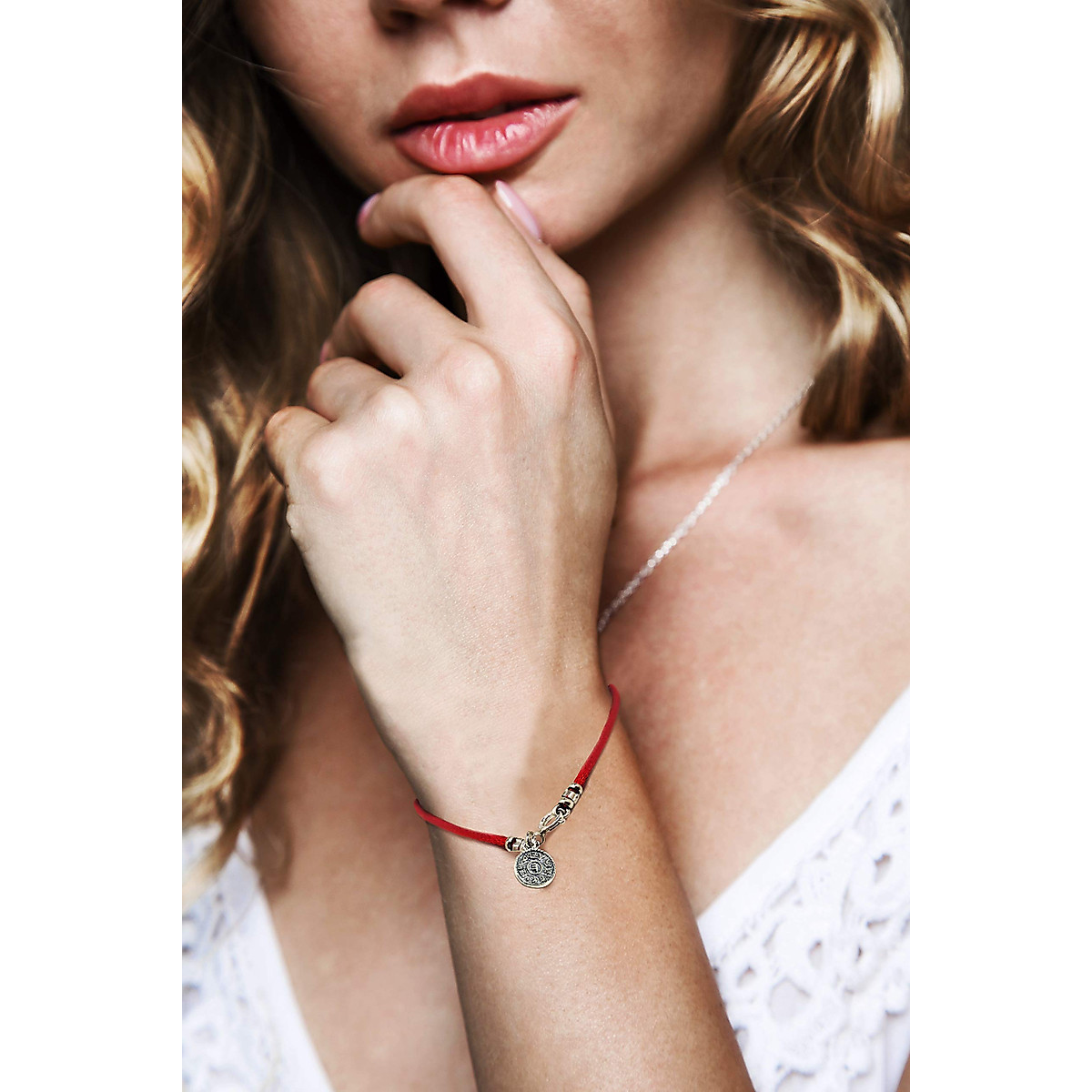 Prosperity & Success Charm Bracelet - Sterling Silver Coin Amulet on Red Silk String - Women's 7" Protection Bracelet - Personal Gift for Women, Mom, Wife