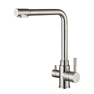 Kitchen Faucet 3 Way Stainless Steel 360 ° Swiveling Hot and Cold Water Drinking Water Faucets 3 and 1 Kitchen Faucet Brushed