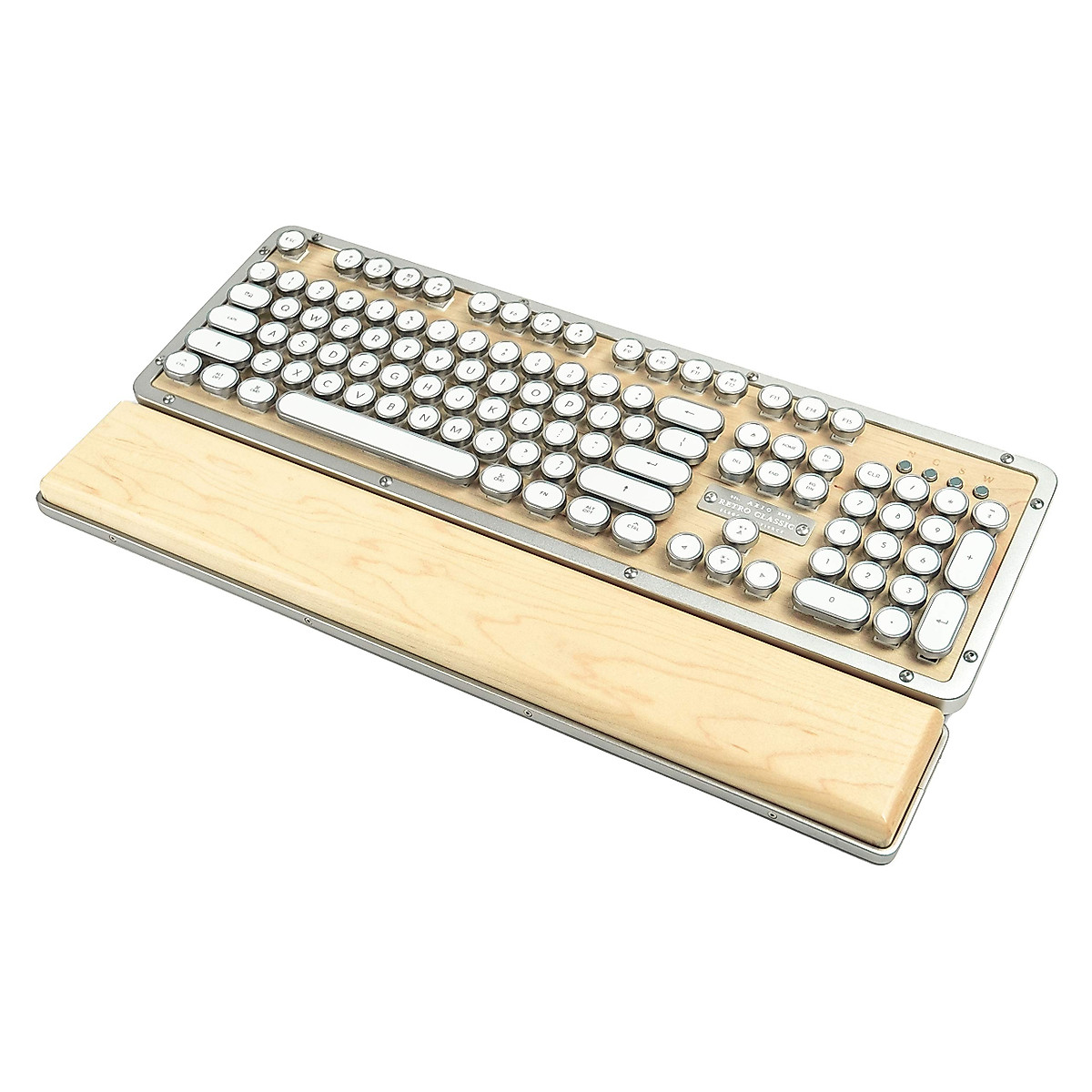 Azio Retro Classic Bluetooth (Maple) - Wireless/USB Wired Maple Wood Vintage Backlit Mechanical Keyboard for PC/Mac (MK-RETRO-BT-W-02-US)