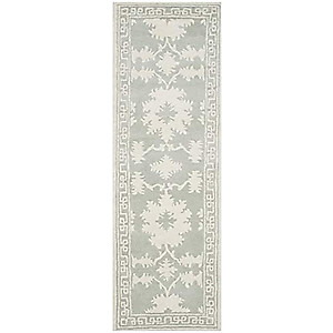 SAFAVIEH Bella Collection 2'3" x 7' Grey/Ivory BEL132B Handmade Premium Wool Runner Rug