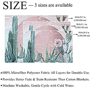 VBFOFBV Bedding Fleece Blanket, Decorative for Bedroom Sofa Floor, Pink Retro Flower Cactus