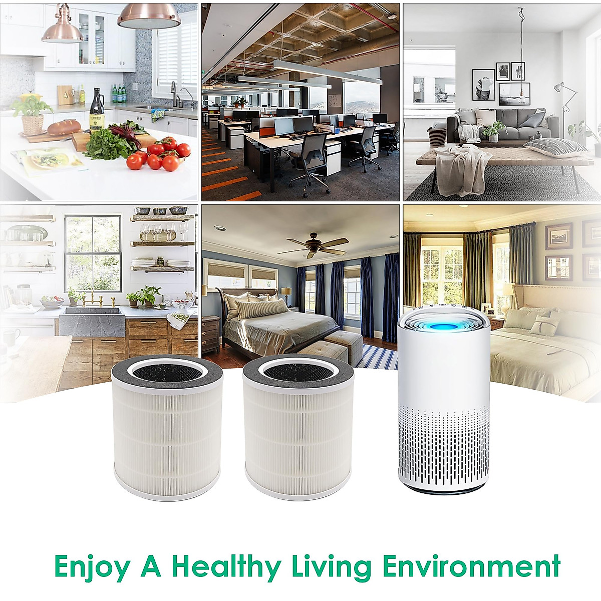 Flintar VK-6067B H13 True HEPA Replacement Filters, Compatible with Vremi and HOKEKI VK-6067B Air Purifier, 3-in-1 H13 Grade True HEPA and Activated Carbon Filter Set (2 - Set)