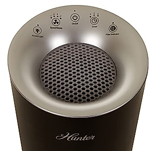 Hunter HP125 AirX EcoSilver HEPA Digital Air Purifier for Small Rooms, Black