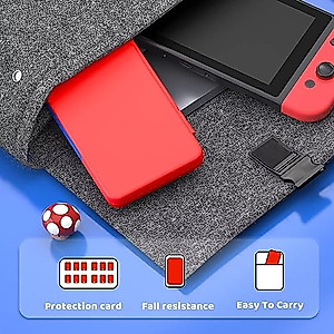 CYKOARMOR Switch Game Case Holder for Nintendo Switch/OLED/Lite Game Card, Switch Game Holder with 24 Game Slots & 24 Micro SD Card Slots, Switch Game Card Case Compact Switch Cartridge Case Red Blue