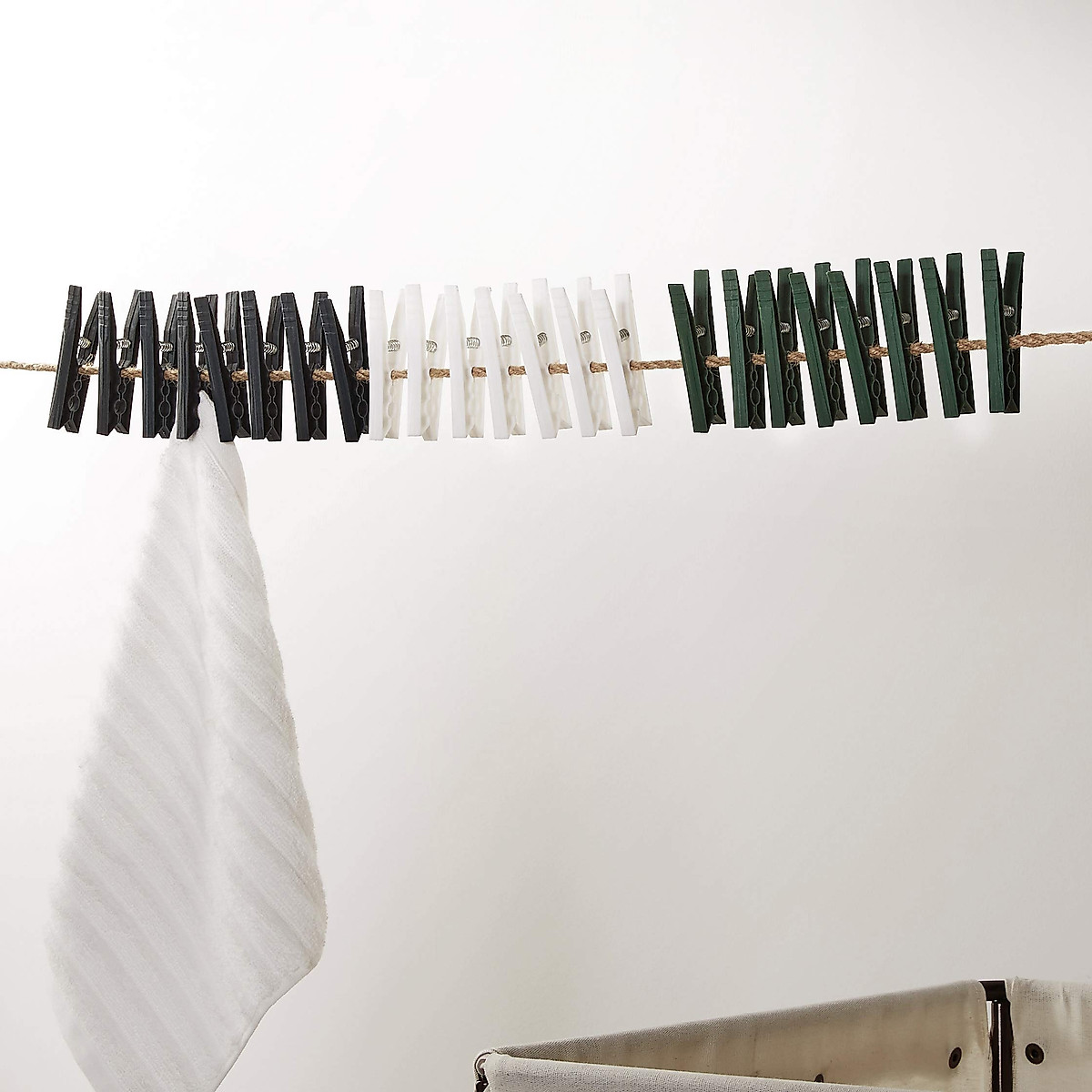 Homz 1220232 Heavy Duty Plastic Clothespins 24 Count Heavy Duty Plastic Clothespins 24 Count, Navy / Green / White