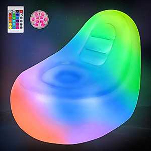 MIICASA LED Light Inflatable Chair, Blow Up Illuminated Air Sofa, Folding Lazy Sofa Furniture, Inflatable Lounge, Inflatable Couch Without Pump for Indoor Outdoor Camping, Party, Beach, Hiking, Yard